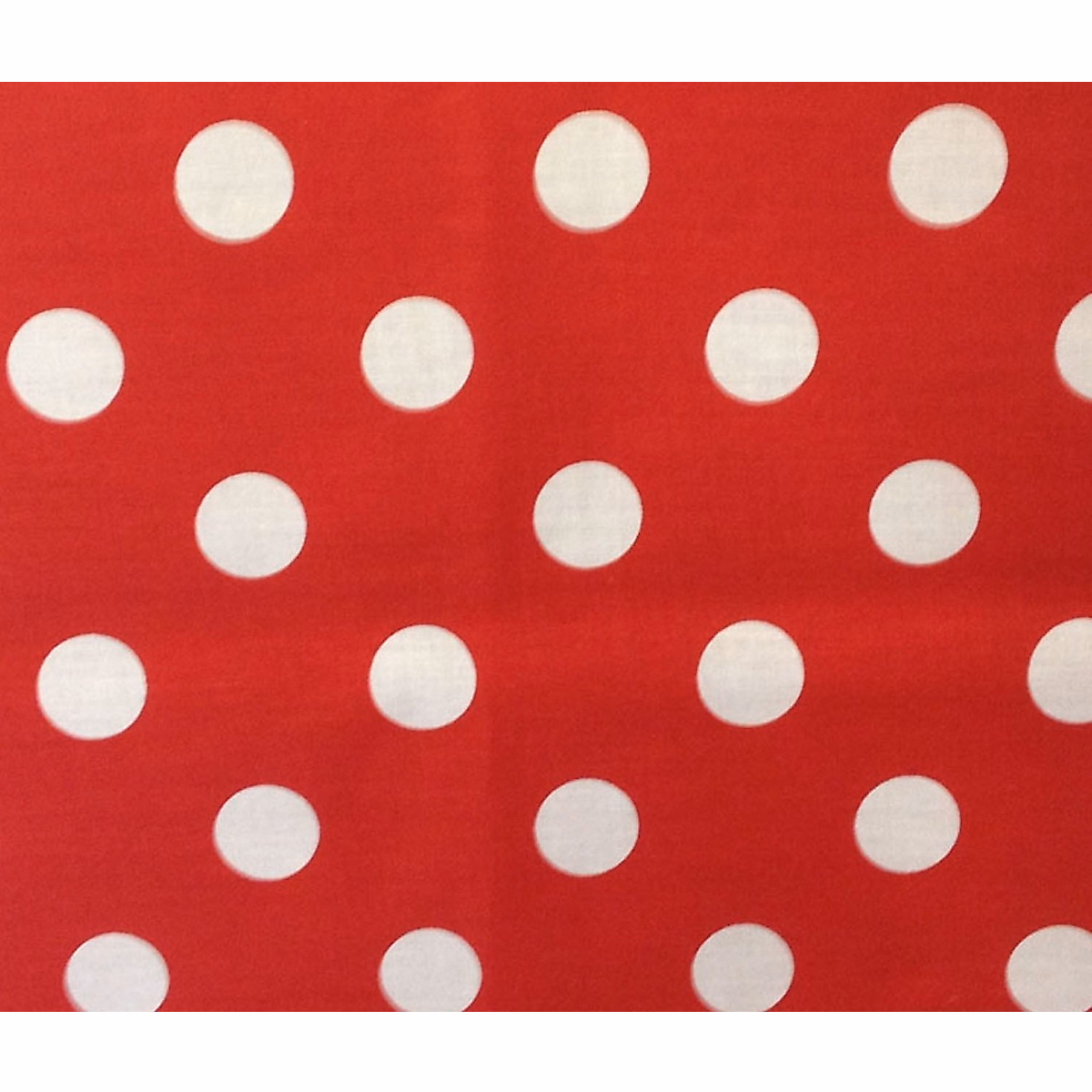 Big Polka Dot Poly Cotton White Dots on Red 58 Inch Fabric by The Yard (F.E.