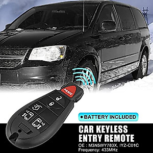 X AUTOHAUX Replacement Keyless Entry Remote Car Key Fob M3N5WY783X 433Mhz for Dodge Grand Caravan for Chrysler Town and Country 6 Buttons with Door Key