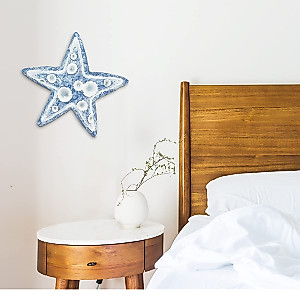 Bownew Resin Ocean Theme Wall Decor Hanging Coastal and Beach Style Wall Decorations for Bathroom Living Room and Outdoor Area, Starfish