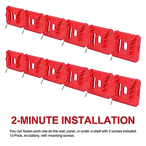 GIPFTYAG 12 Pack Battery Holder for Milwaukee M18 18V Battery Mounts Dock Holder Fit for M18 48-11-1815 48-11-1828 48-11-1850 48-11-1860 (w/24 Screws, No Battery)