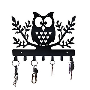 HeavenlyKraft Owl Metal Wall Mounted Metal Key Holder, Owl Key hanger, Medal Hanger, Leash Hanger, Key Organizer, Metal Key hook, 10.6 X 7.48 X 0.8 INCH