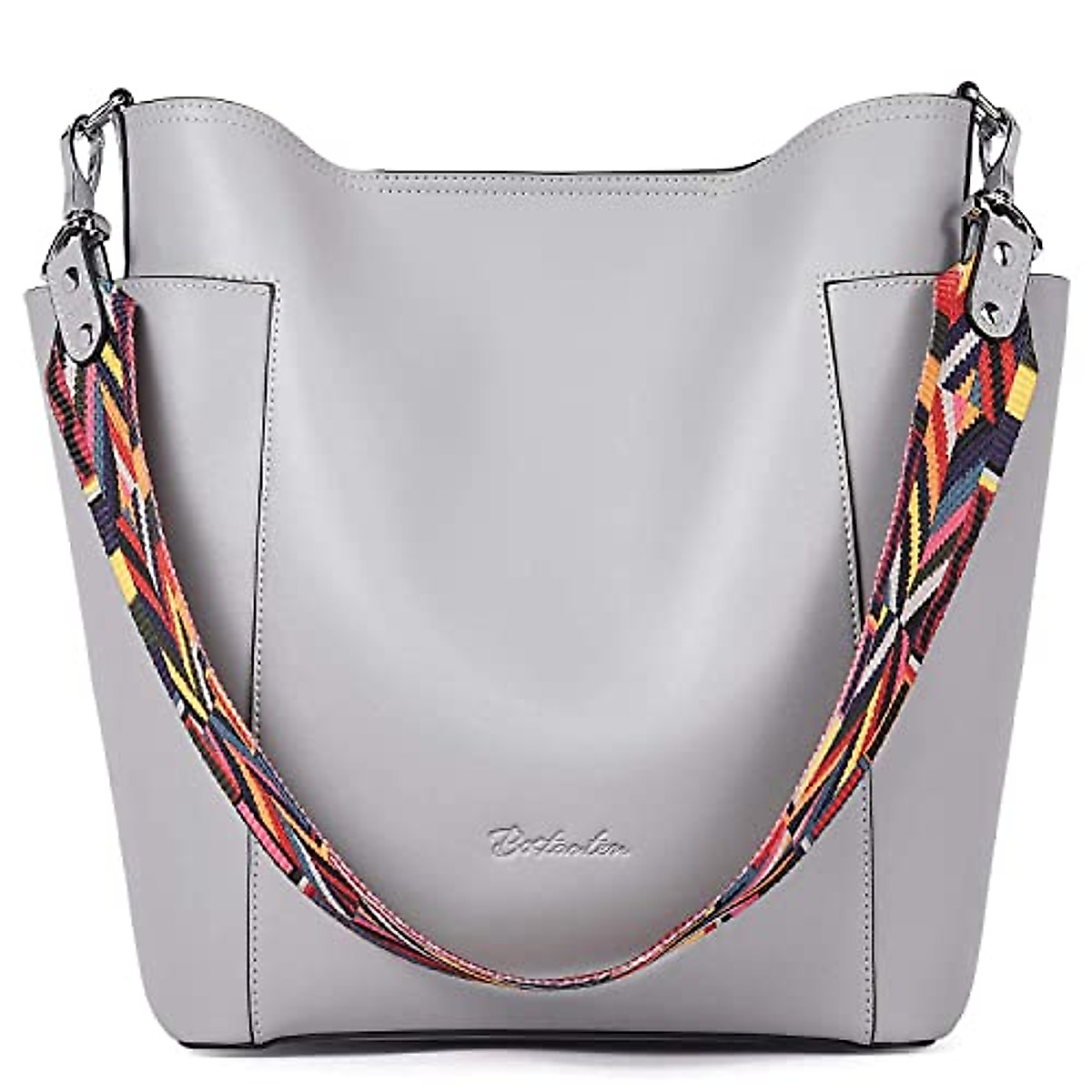 BOSTANTEN Leather Bucket Handbag Designer Hobo Shoulder Handbags Set with Clutch Purses Bundle with Leather Wallets for Women RFID Blocking Zip Around Credit Card Holder