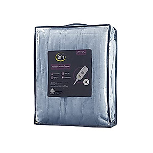 Serta Luxuriously Soft Plush Electric Blanket Fast Heating Cozy Cover, Safety Auto Shut Off Timer, Low EMF, Multi Heat Setting, ETL Certified, Machine Washable, Sea Blue Throw (50 in x 60 in)