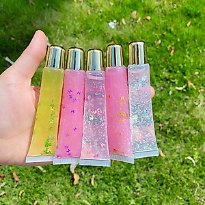 KCD 50Pcs Lip Gloss Tubes, 15ml Gold Top Lip Gloss Containers Empty, Refillable Soft Cosmetic Squeeze Tubes for DIY Lip Gloss Balm Cosmetic with Free Syringe (Gold)