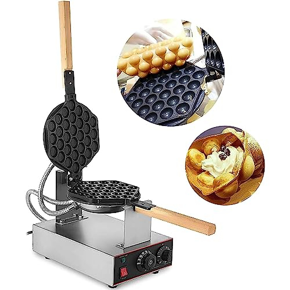 Bubble Waffle Maker, Commercial Waffle Maker, Electric Egg Cake Machine, Nonstick Electric Waffle Maker Machine, 30PCS Electric Egg Cake Machine, Temperature 50-250℃