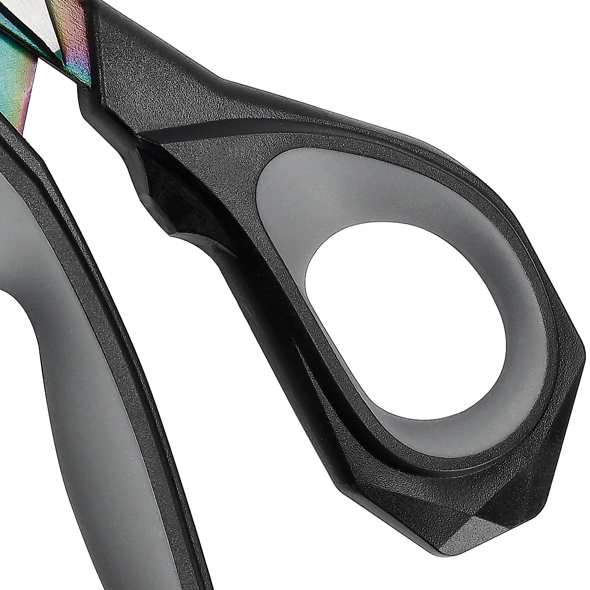 QMVESS Premium Fabric Scissors 9.5 Inch Heavy Duty Scissors All Purpose Titanium Coating Forged Stainless Steel Sewing Scissors, Ergonomic Comfort Grip Shears, for Fabric Leather Carpet (Black Gray)