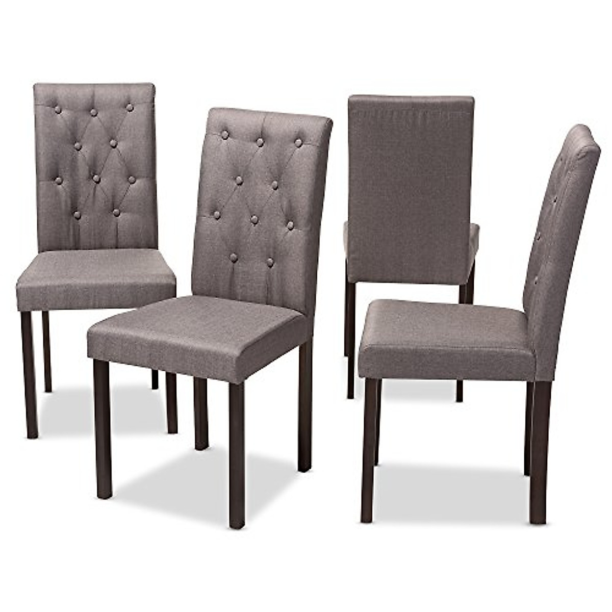 Baxton Studio Gardner Modern and Contemporary Dark Brown Finished Grey Fabric Upholstered Dining Chair