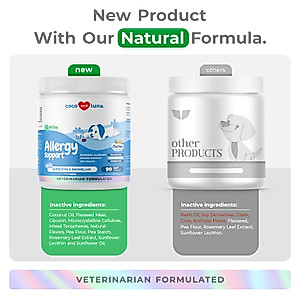 Dog Allergy and Itch Relief - 90 Soft Chews - with Probiotics, Salmon Oil, Colostrum, Quercetin, and Turmeric - Anti Itch Supplement, Support for Skin and Seasonal Allergies