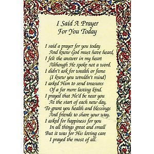 I Said A Prayer For You Today N holy card - laminated - Pack of 25, 4.25'' x 2.5''