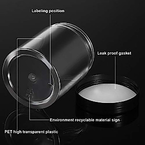12 Pack Small Plastic Containers with Lids Clear Plastic Favor Storage Jars Wide Mouth for Beauty Products (10 Ounce, Black)