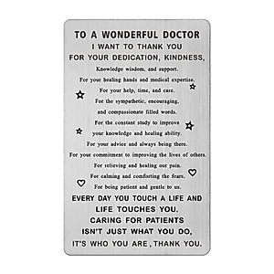 BAZLJY Doctor Appreciation Gifts, Thank You Doctor Card, I want to thank you for your dedication, kindness, knowledge wisdom, and support