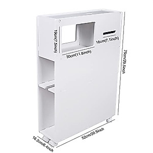 DYRABREST Bathroom Storage Cabinet with 2 Drawers - 4 Layer Multifunctional White Narrow Toilet Organizer Floor Side Cabinet - Movable Receive Arrange Ark Space Saver