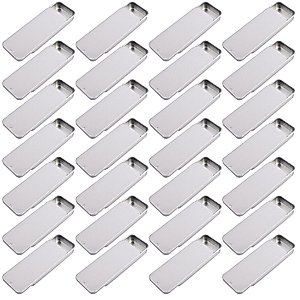 Framendino, 40 Pack Small Slide Top Tin Lip Balm Tins with Lids Mini Rectangular Metal Tins Containers for Jewelry Crafts Wedding Jewelry Lip Balm Container Cosmetic Organizer