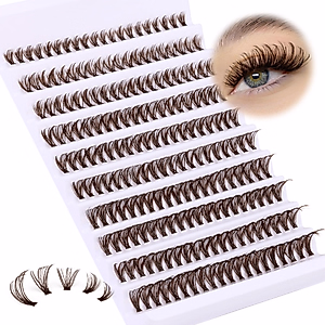 Brown Lash Individuals 200 Pcs Natural Wispy Brown Eyelashes Extension D Curl False Cluster Lashes Brown Fake Eyelashes Clusters