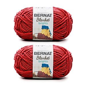 Bernat Blanket Brights Race Car Red Yarn - 2 Pack of 300g/10.5oz - Polyester - 6 Super Bulky - 220 Yards - Knitting/Crochet