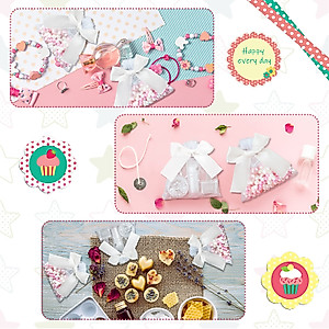 50 Pcs Organza Bags with Bows Bulk 3.54 x 4.72 Inches Jewelry Bags Wedding Favors White Gift Bags with Drawstring Small Sachet Bags for Party Birthday Candy Soap Business Guests Wrapping Packaging