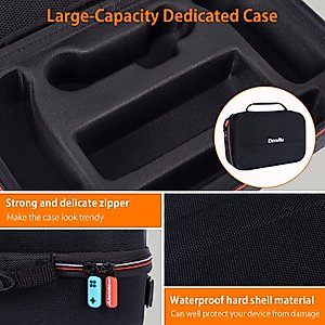 Deruitu Carrying Case Compatible with Nintendo Switch/Switch OLED Model - Portable Travel All Protective Hard Messenger Bag Soft Lining 18 Games for Switch Console Pro Controller & Accessories, Black