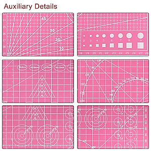 uxcell A4 Self-Healing Cutting Mat, 12" x 9" Non-Slip Double Sided with Grid PVC Desk Mat for DIY, Crafting, Model Building Rotary Cutting Board Pink
