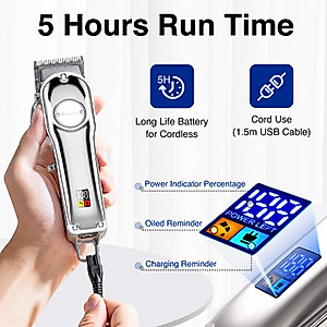 Hair Clipper for Men RAINBEAN Professional Hair Trimmer Set Cordless Baber Hair Cut & Grooming Kit LED Display