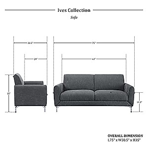 Lexicon Ives Living Room Sofa, Gray