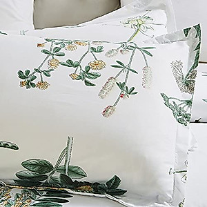 Vaulia Lightweight Microfiber Duvet Cover Set, Floral Print Pattern - King, White /Green Color 3-Piece Set ( 1 Duvet Cover 2 Pillow Shams )