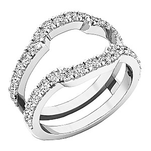 Dazzlingrock Collection 1.00 Carat (Ctw) Round Lab Grown White Diamond Women Wedding Band Guard Ring 1 CT in 925 Sterling Silver, Size 6.5