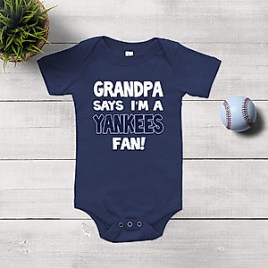NanyCrafts Baby's Grandpa says I'm a Yankees Fan Bodysuit 3 Months Navy