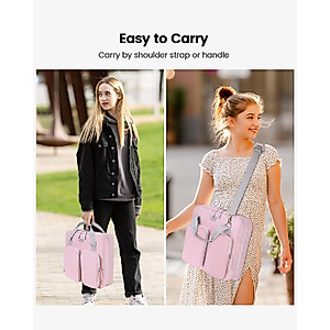 egiant 3 Inch 3 Ring Zipper Binder with Shoulder Strap & Durable Handle & Multi-Pocket - 3" Binder with Zipper for School Girl & Boy,Compatible with 13-Inch MacBook/Tablet-Patent Design Pink