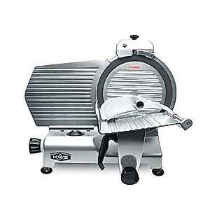 KWS MS-12NT Premium Commercial 420w Electric Meat Slicer 12-Inch Non-sticky Teflon Blade, Frozen Meat/ Cheese/ Food Slicer Low Noises Commercial and Home Use [ ETL, NSF Certified ]
