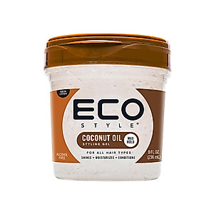 Eco Style Coconut Oil Styling Gel - Adds Luster and Moisturizes Hair - Weightless Styling and Superior Hold - Prevents Breakage and Split Ends - Promotes Scalp Health - Ideal for all Hair - 8 oz