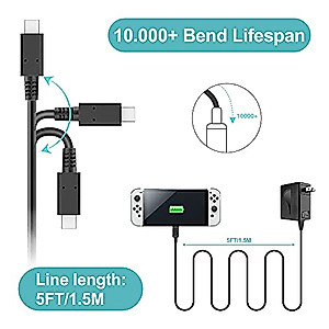 Lyyes Charger for Nintendo Switch, Fast Travel Charger Compatible with Nintendo Switch/Switch Lite/Switch OLED/Switch Dock