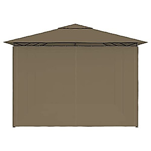 Garden Marquee with Curtains,Outdoor Gazebo, Hardtop Gazebo,Backyard Gazebo,Patio Gazebo,Grill Gazebo,for Barbeque, Patio, Deck,Garden Party,Markets,13.1'x9.8' Taupe 0.6 oz/ft²