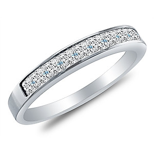 Size 7 - Solid 925 Sterling Silver Bridal Set Princess Cut Solitaire Engagement Ring with Matching Channel Set Wedding Band CZ Cubic Zirconia 2.0ct. With Elegant Velvet Ring Box