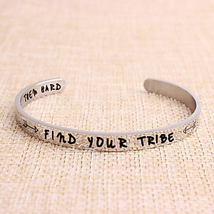 Jvvsci Find Your Tribe Love Them Hard Cuff Bracelet, Raising My Tribe Jewelry, Friends BFF Sisters Encouragement Gift，Gift For Her