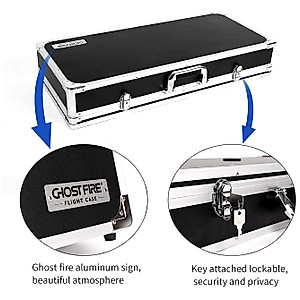 Ghost Fire Guitar Multi Effect Pedal Case 27.5x11.6x4.2in ，with Pedal Mounting Tape Fastener，Sturdy Locking Aluminum ，T series T-EC14