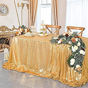B-COOL Sparkly Drape Tablecloth Gold Tablecloth Sequin Fabric Tablecloth for Ceremony Party Halloween 50x80 Inch