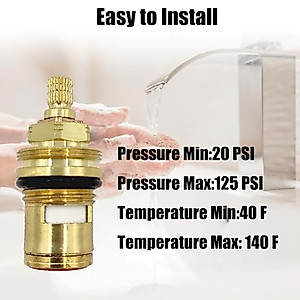 Ceramic Cartridge Assembly Compatible with T&S Brass Faucets, Temperature 40F-140F, Pressure 20PSI-125PSI, Hot Ceramic Cartridge faucet parts Replace 013787-45