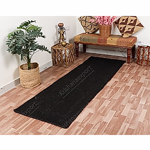 2x3, 2x4, 2x5, 2x6 Ft, 100% Natural Black Jute Runner Rug - Bohemian Jute Rug, Jute Runner Rug, Natural Fiber Runner Rug, Jute Braided Rug, Boho Decor Rug, Custom Size Rug (2x3 Ft, Area Rug)