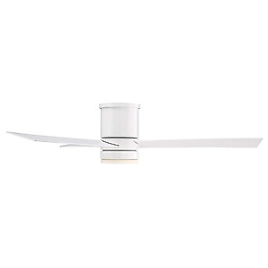 Axis Smart Indoor and Outdoor 3-Blade Flush Mount Ceiling Fan 52in Matte White with 3000K LED Light Kit and Remote Control works with Alexa, Google Assistant, Samsung Things, and iOS or Android App