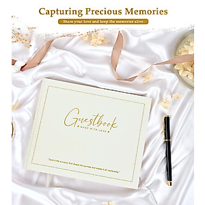 Jowaia Wedding Guest Book - Guest Book for Wedding Reception, Baby Shower, Birthday, Anniversary and Special Day - Registry Guestbook for Guests to Sign in and Add Photos with 110 Lined Pages (Cream)