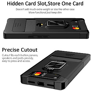 Nvollnoe Google Pixel 6 Case with Sliding Camera Cover, Magnetic Kickstand, Heavy Duty Protective Case for Pixel 6-6.4 inch (Black)