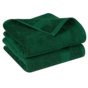 Ample Decor Hand Towels 18 X 28 Inch 600 GSM 100% Cotton, Premium Soft Absorbent - 2 Pcs - Green