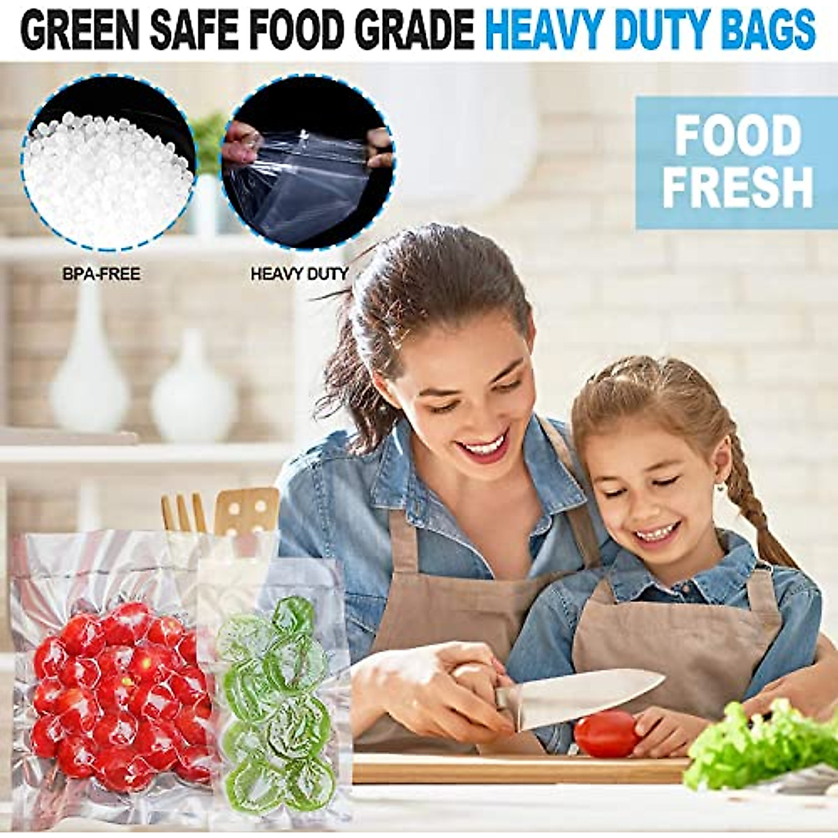 CANLENPK 8×12 Inch/20x30cm Vacuum Seal Bags, Vacuum Sealer Bags,Quart Commercial Grade Precut Bags, Food Vac Storage Bags,Prep Meal Bag,Sous Vide Bags(100PCS)