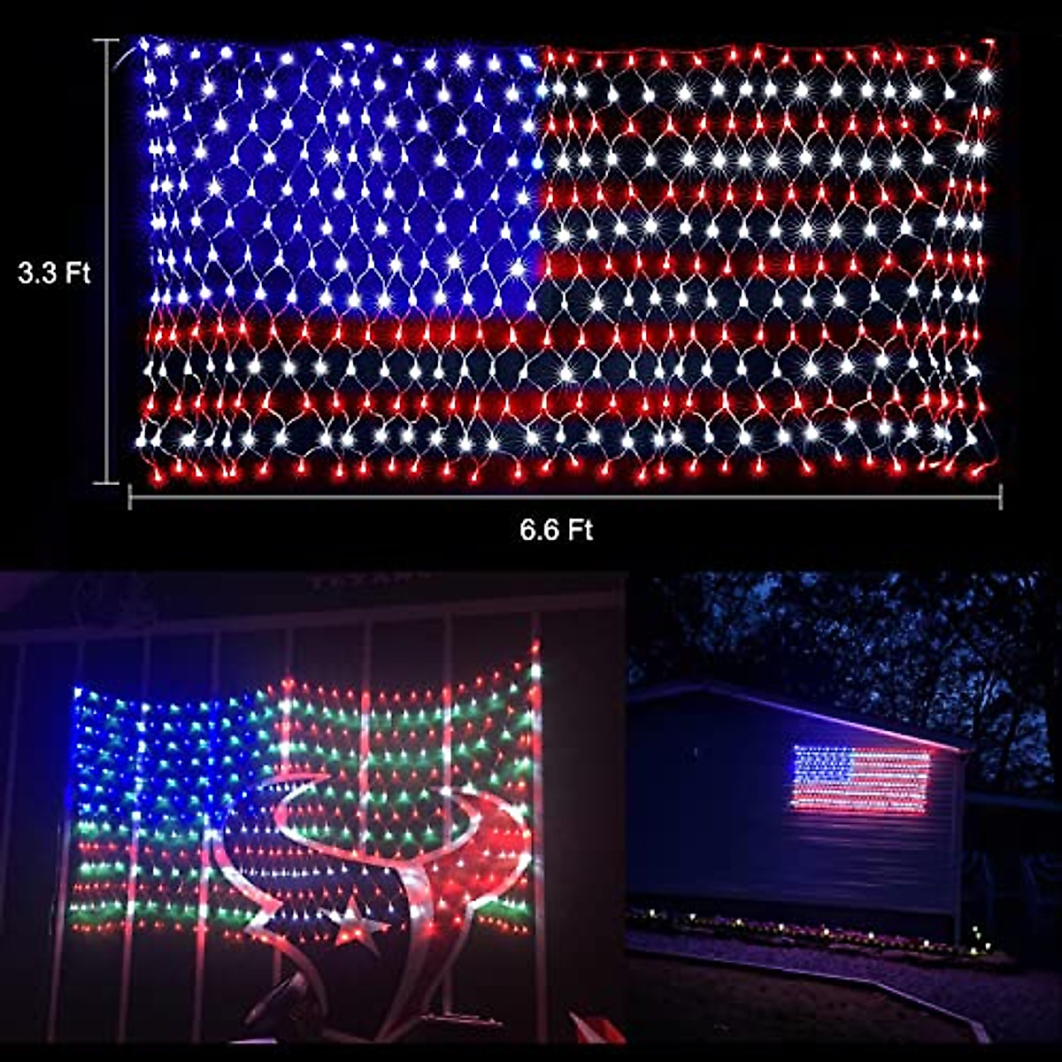 American Flag Lights with 420 Super Bright LEDs,KAZOKU Waterproof Led Flag Net Light of The United States for Yard,Garden Decoration, Festival, Holiday, Party Decoration,Christmas Decorations