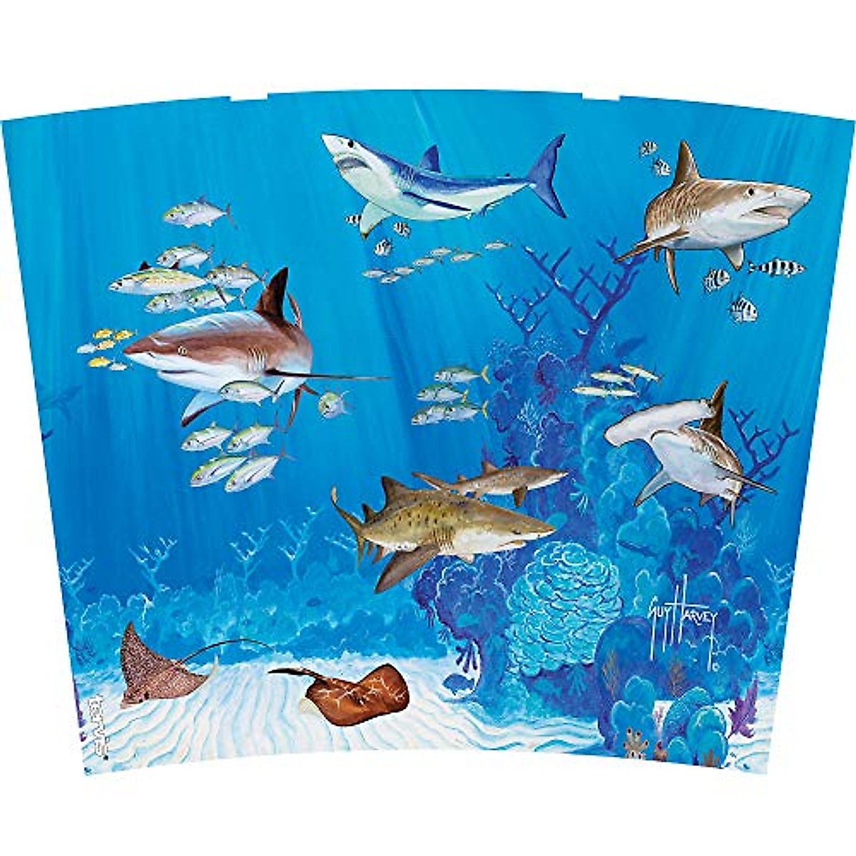 Tervis Made in USA Double Walled Guy Harvey Insulated Tumbler Cup Keeps Drinks Cold & Hot, 24oz Water Bottle, Shark Collage