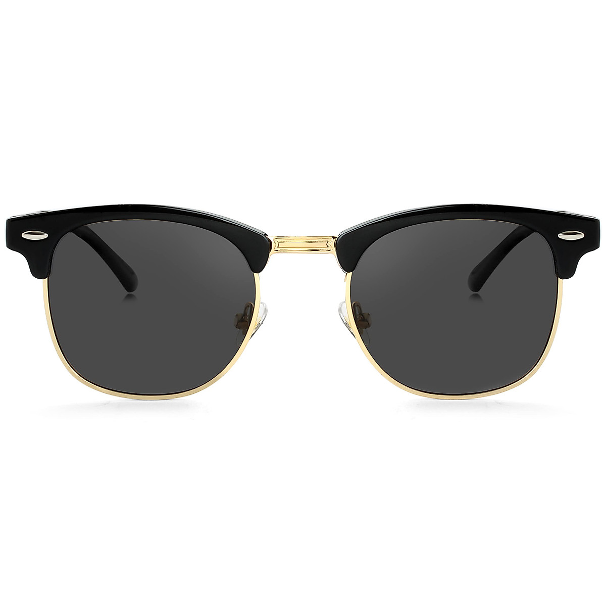 Kursan Classic Semi Rimless Polarized Sunglasses for Men Women Sports Sun Glasses (Bright Black Gold)