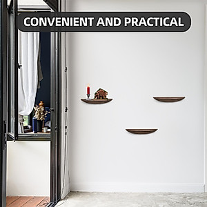 VOSAREA Half Round Floating Shelves, 27cm Wood Wall Floating Shelf Walll Mounted Shelves Photo Frame Holder for Bedroom Living Room Bathroom Kitchen Office