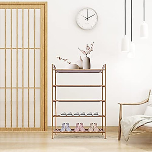 Bamboo Shoe Rack 5-Tier Shoe Storage Organizer Entryway Shoe Shelf (Brown)