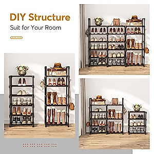 Tribesigns Shoe Rack Storage Organizer 6 Tiers Shoe Rack 30-35 Pairs Shoes and Boots Shelf with 2 Hooks Large Free Standing Shoes Holder Rack for Closet, Entryway