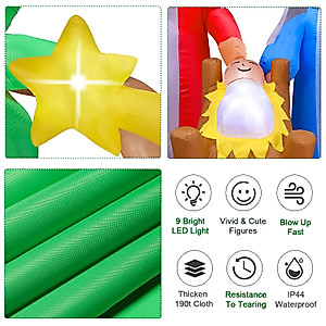 COOBILY 8FT Christmas Inflatables Decorations Nativity Scene, Bright LED Lights Jesus Blow up Christmas Decorations with Star of Bethlehem Archway for Indoor Outdoor Christmas Yard Decor, Brown